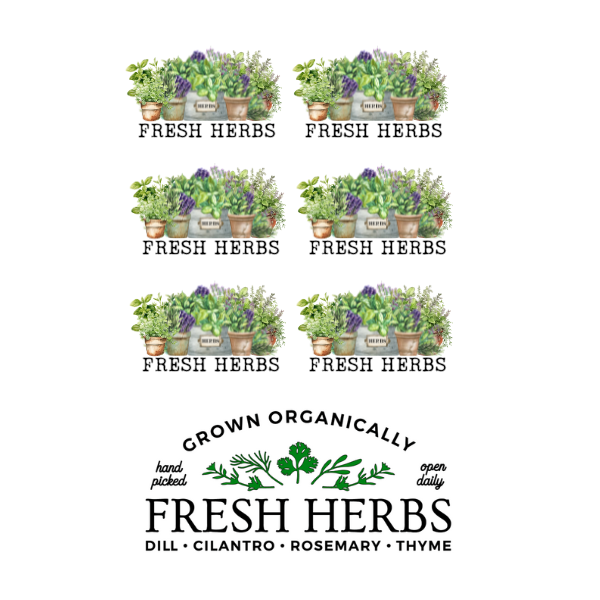 FRESH HERB LABELS - White Cloud Decor Transfers