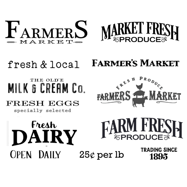 FARMERS MARKET LABELS - White Cloud Decor Transfers