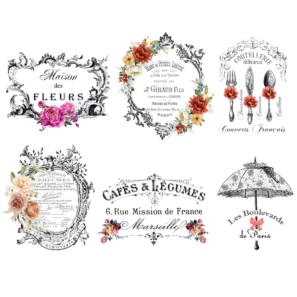 FLORAL LABEL 2 - White Cloud Decor Transfers