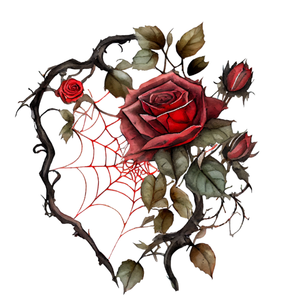 ROSE SPIDER WEB - White Cloud Decor Transfers