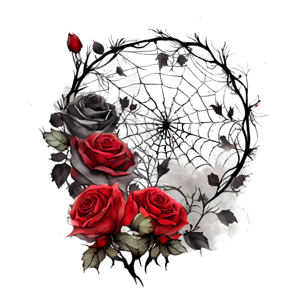 ROSE SPIDER WEB 1 - White Cloud Decor Transfers
