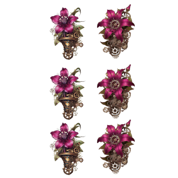 STEAM PUNK FLOWERS 1 - White Cloud Decor Transfers
