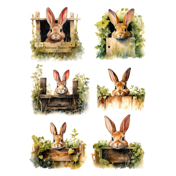 PEEKING BUNNIES - White Cloud Decor Transfers