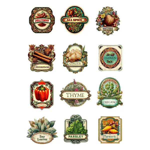 HERB AND SPICE LABELS 1 - White Cloud Decor Transfers