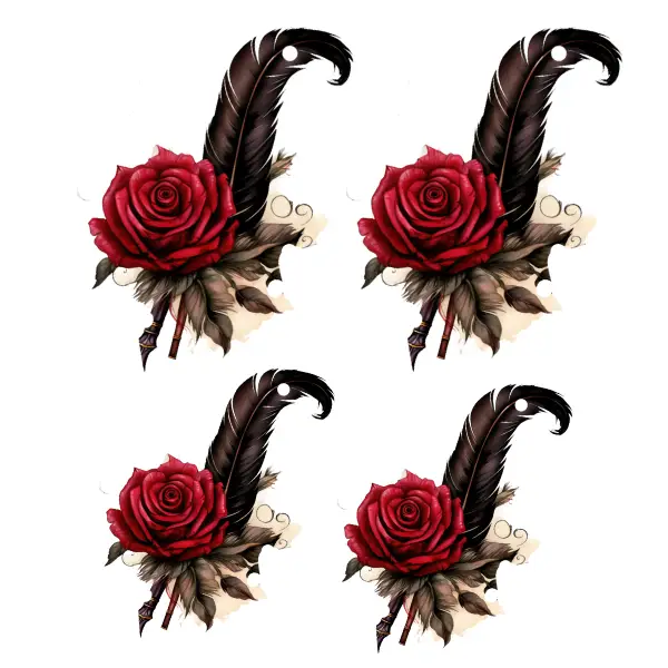 ROSE AND FEATHER - White Cloud Decor Transfers