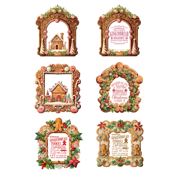 GINGERBREAD FRAMES - White Cloud Decor Transfers