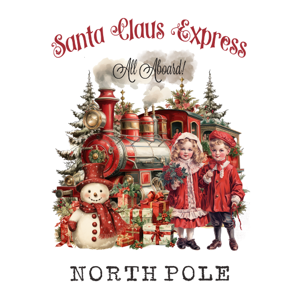 SANTA CLAUS EXPRESS - White Cloud Decor Transfers