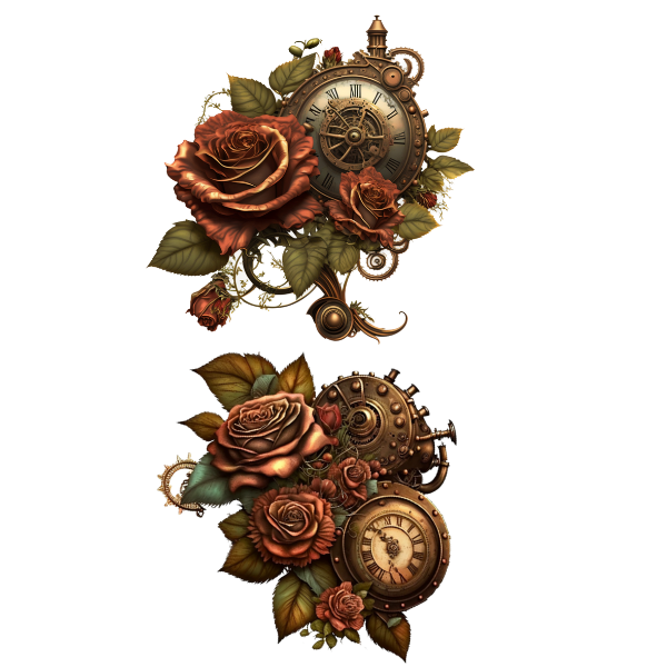 CLOCK AND ROSES - White Cloud Decor Transfers