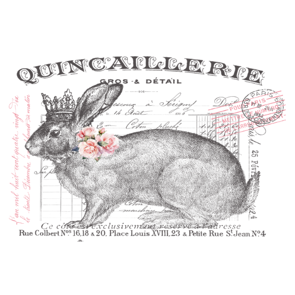 COUNTRY FRENCH RABBIT - White Cloud Decor Transfers