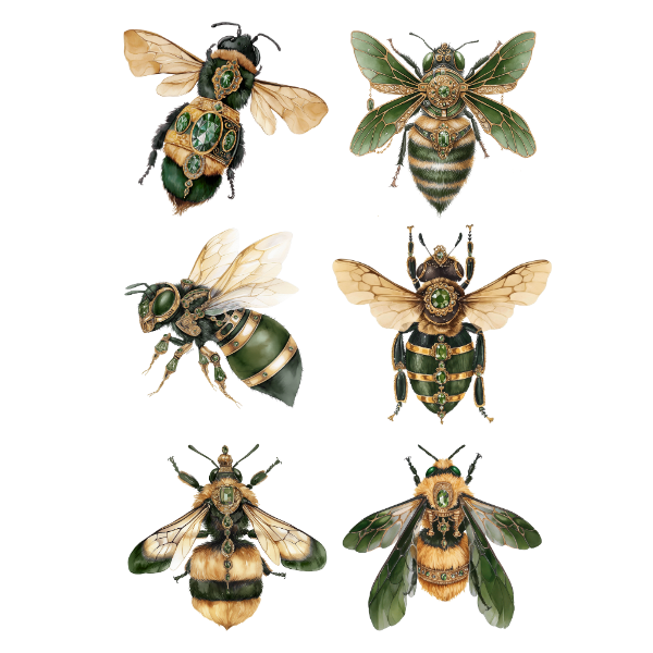 GREEN BEES - White Cloud Decor Transfers
